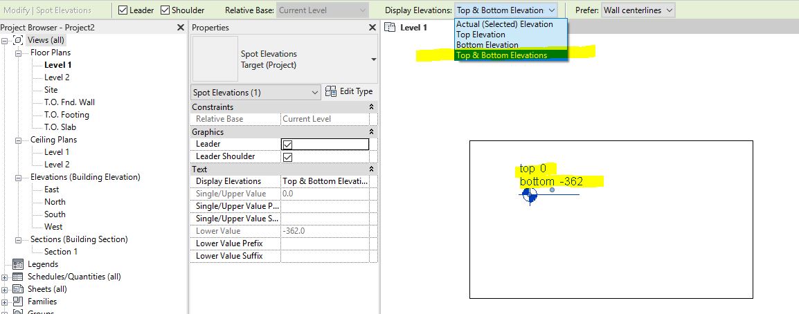Spotelevation or tag that shows base constraint and top constraint on ...