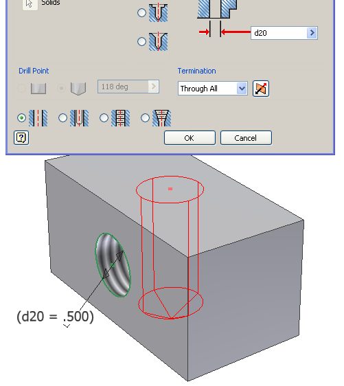 Solved: How do I reference the diameter of a previously created hole? - Autodesk Community