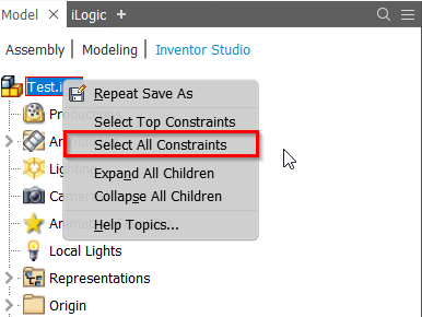 Solved: Inventor Studio: Where is the "Select All Constraints" command? - Autodesk Community