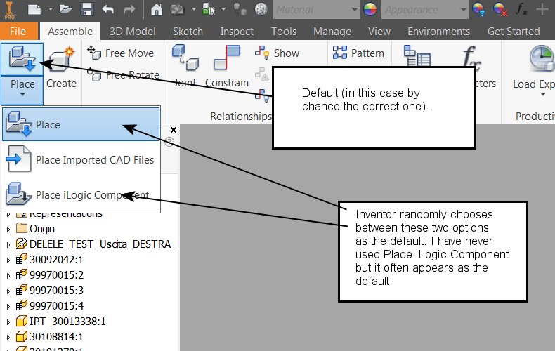 Solved: Why is "Place ilogic component" the default place function (Inventor 2015)? - Autodesk ...