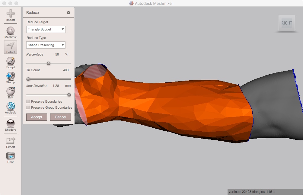 Solved: Creating various casts/splints for a 3d scanned right arm ...