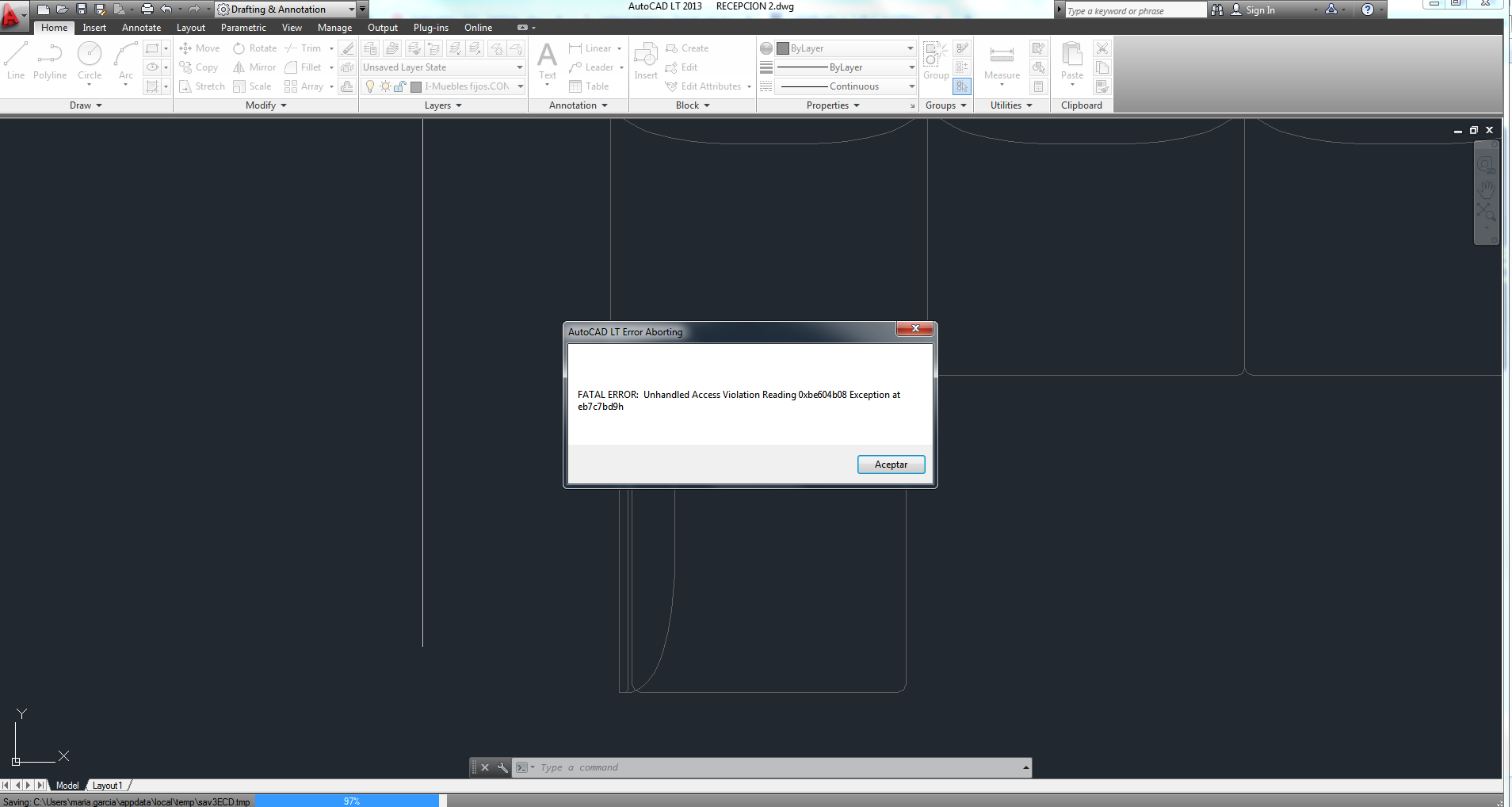 Solved: error al salvar información de un archivocad - Autodesk Community
