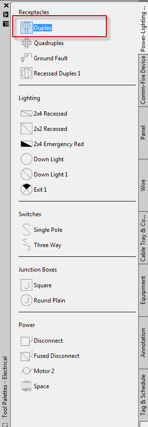 Duplex receptacles in the tools palette - Autodesk Community