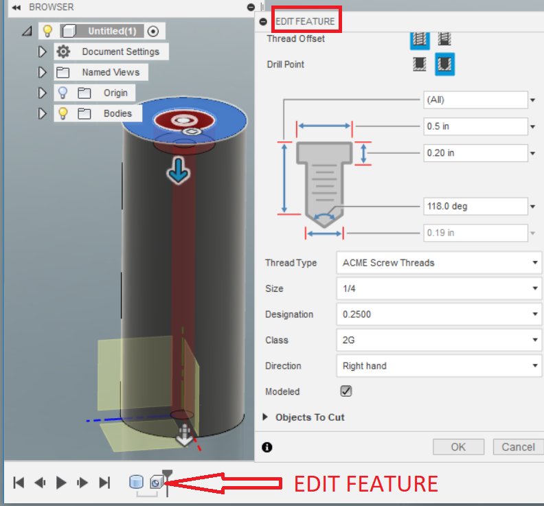 Solved: How to edit hole thread - Autodesk Community