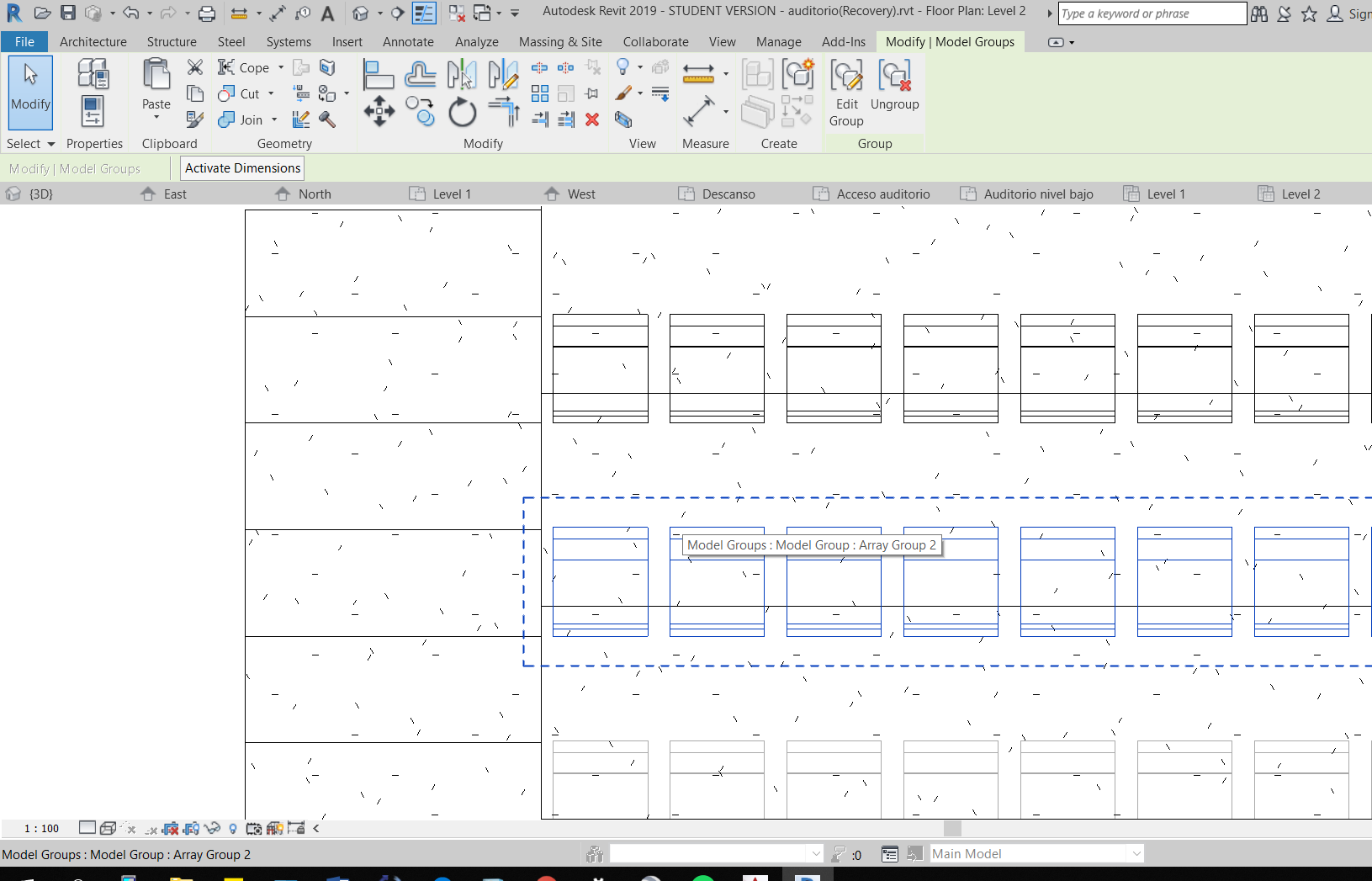 Solved: How to modify the spacing distance in an array group - Autodesk Community