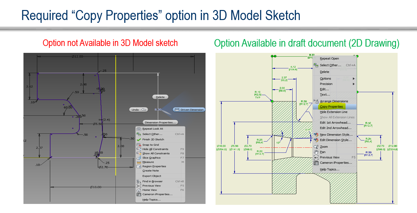 Required “Copy Properties” option in 3D Model Sketch - Autodesk Community
