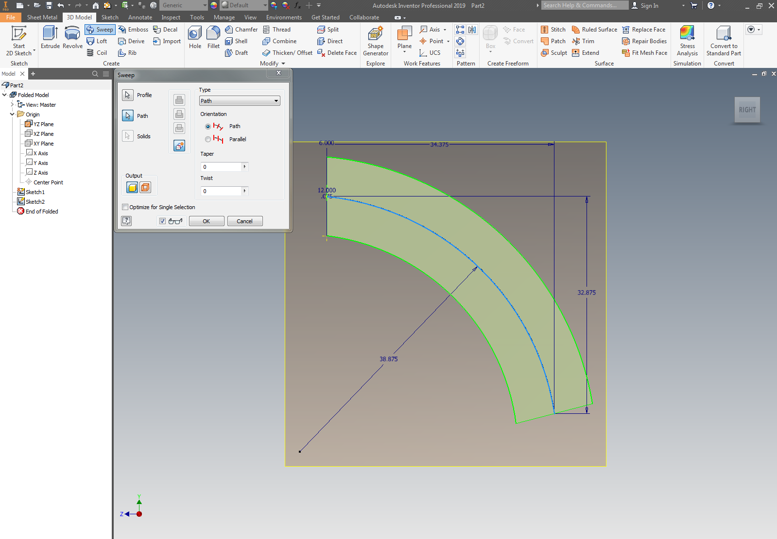 Solved: Inventor: Sweep a rectangular tube at a 90 deg angle - Autodesk Community