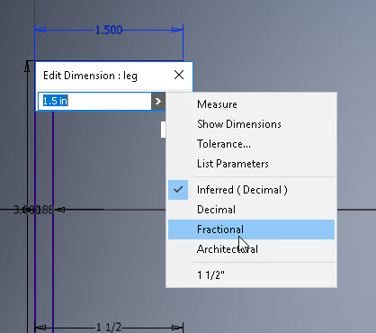 Can Inventor display dimensions in rounded fractions in a sketch view ...