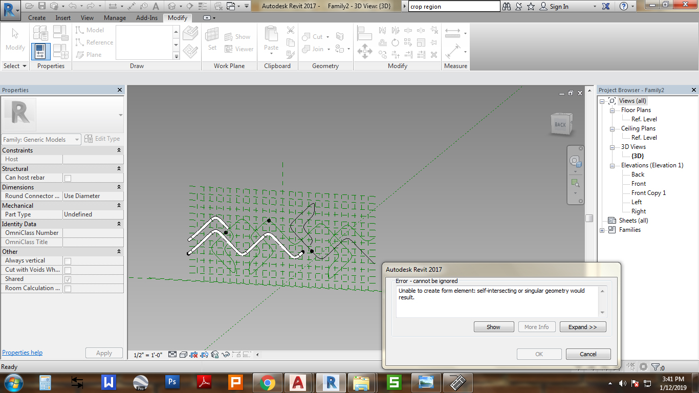 Solved: unable to create form element,self intersecting or singular geometry wud result ...