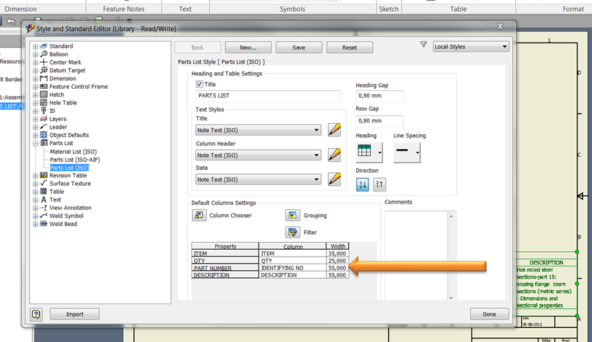 Solved: Parts list column properties - Autodesk Community