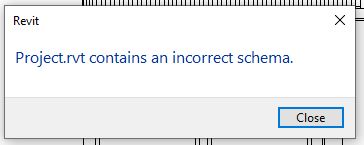 Revit error: Project.rvt contains an incorrect schema - Autodesk Community