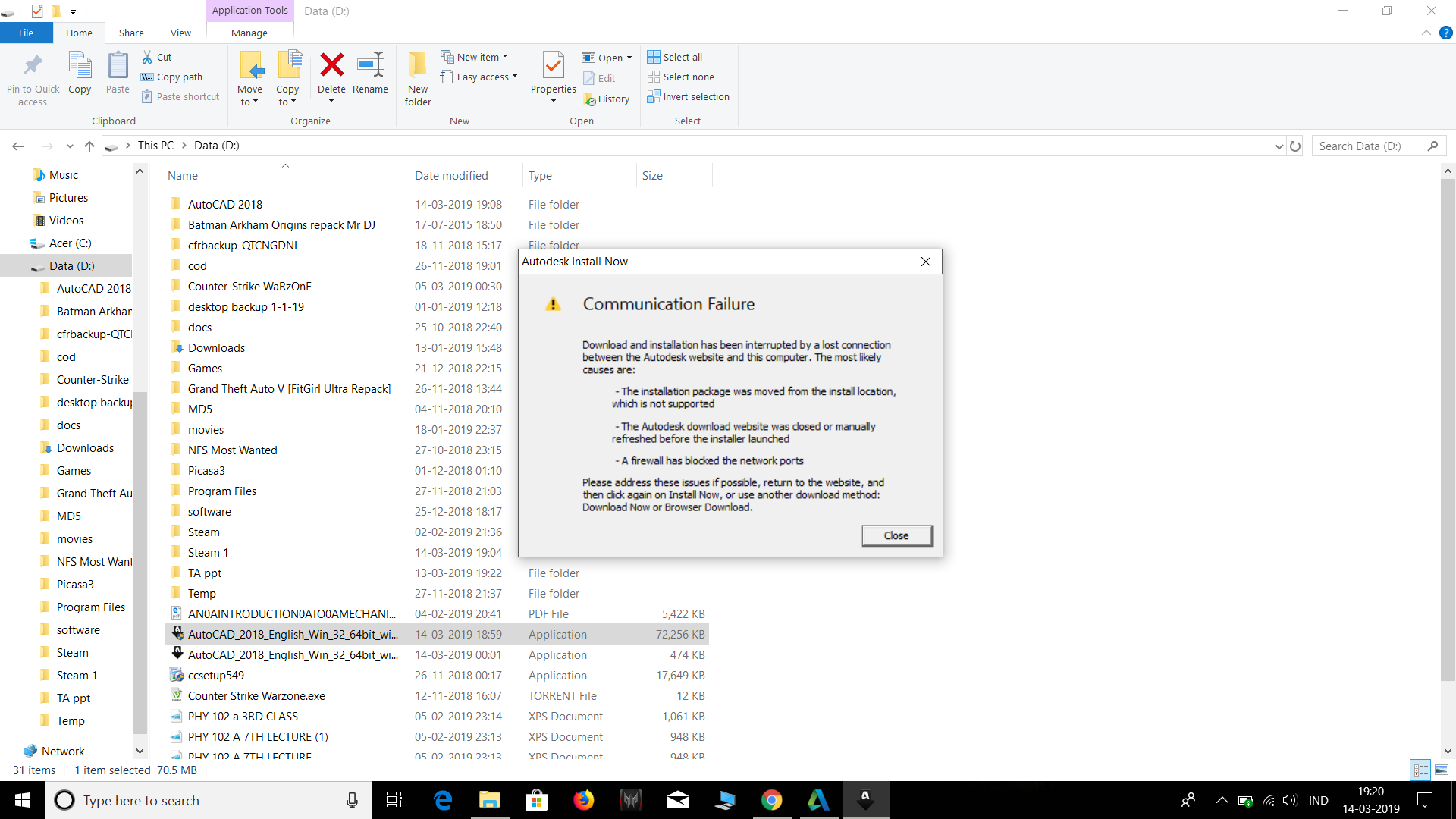 Installation failed, connection problem. - Autodesk Community