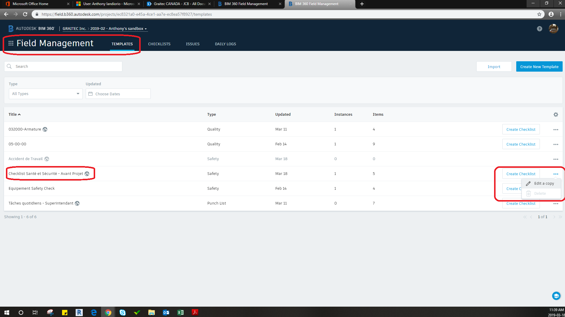 Make A Copy Of Checklist Template At Admin Level Autodesk Community