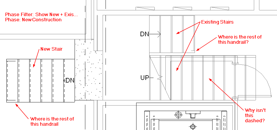 missing handrails and stairs not dashed - Autodesk Community