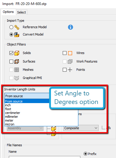 Set degrees to Angle when importing STEP file - Autodesk Community