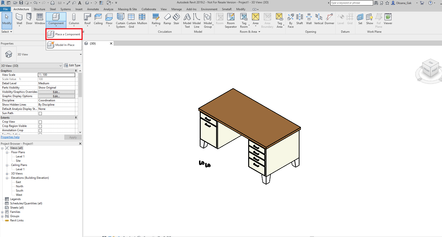 How get list of elements form type selector, when I use comand Place a ...
