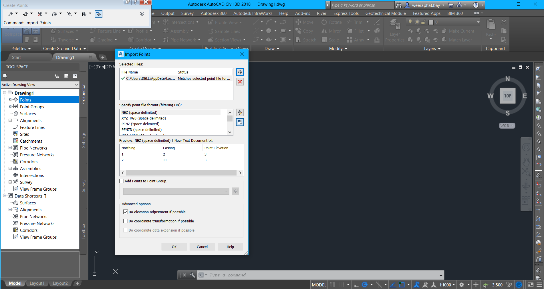 Can't import point from file - Autodesk Community