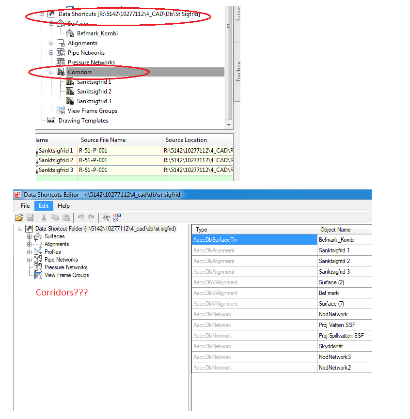 Data Shortcut Editor 2018 - what about corridors? - Autodesk Community