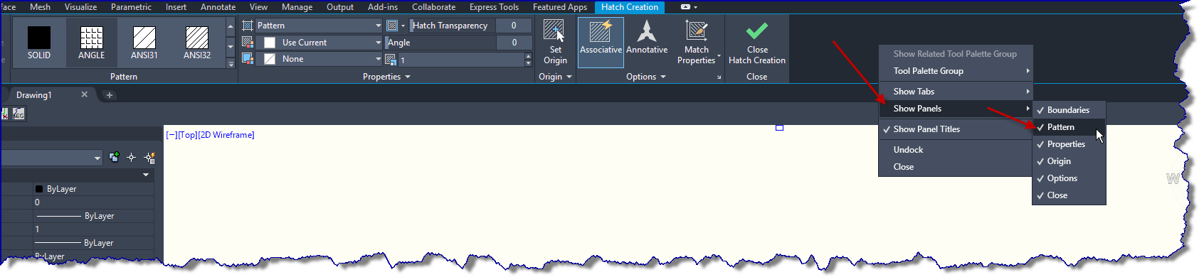 Solved: Remove "Pattern" pane from Hatch Editor Ribbon (or disable Hatch Editor Ribbon ...