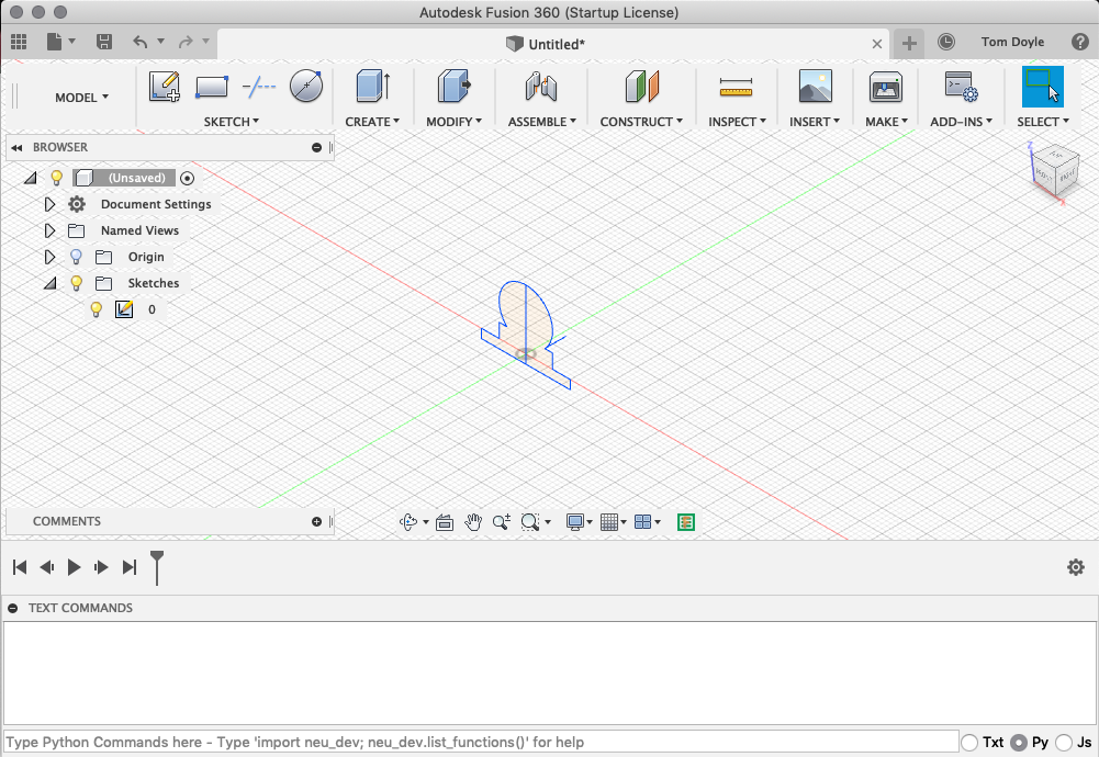 Sketch from dxf not in timeline, using import manager example ...