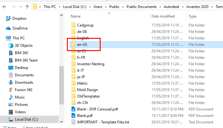 Inventor 2020 templates missing. As well as materials and got a bunch ...
