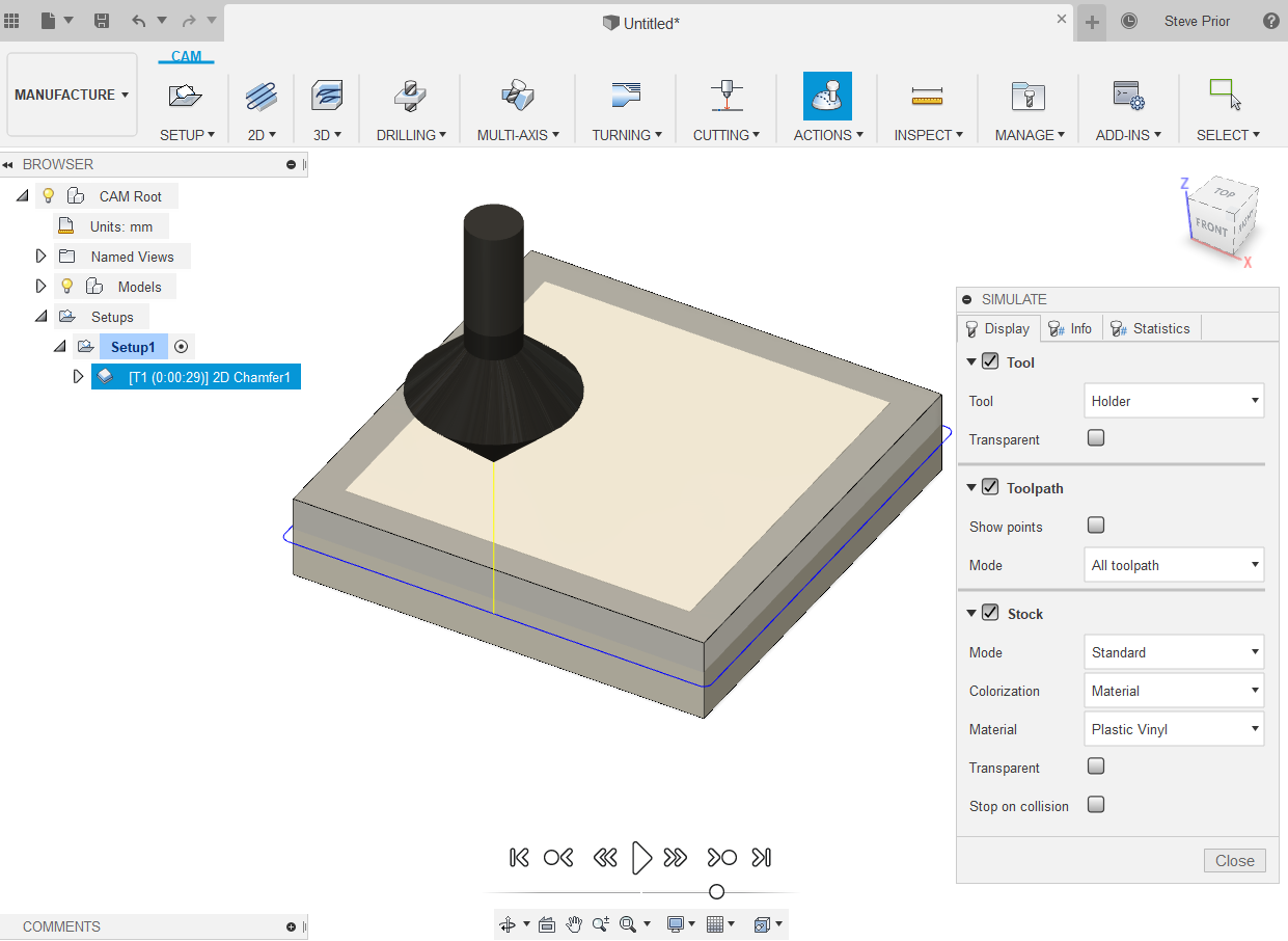 Solved: Is there a way to display the result of a 2D chamfer in simulate? - Autodesk Community