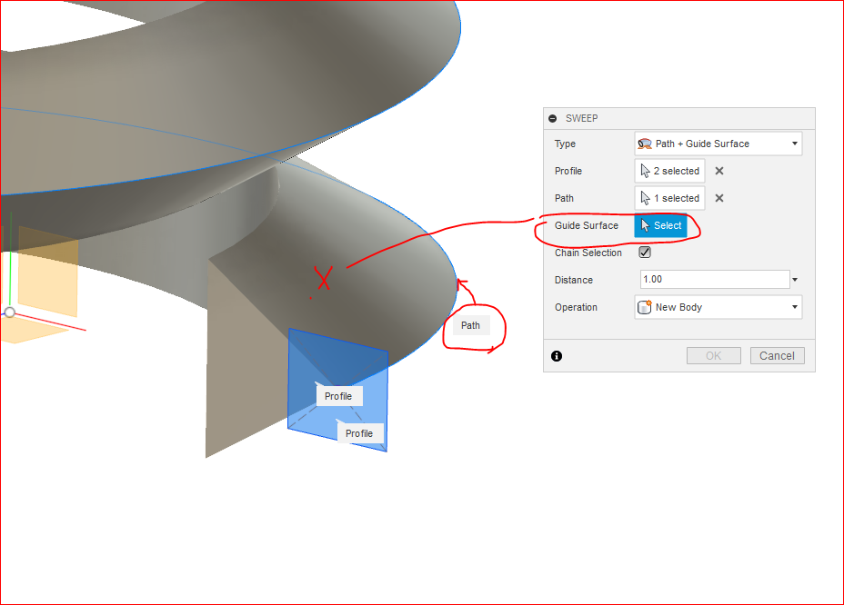 Solved: Custom threading using sweep along path and guide rail - Autodesk Community