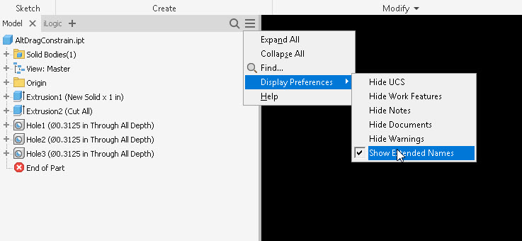 Feature folders in Part model tree - Autodesk Community