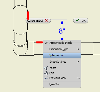 Solved: Baseline Dimension to Virtual Sharp (Intersection Point ...