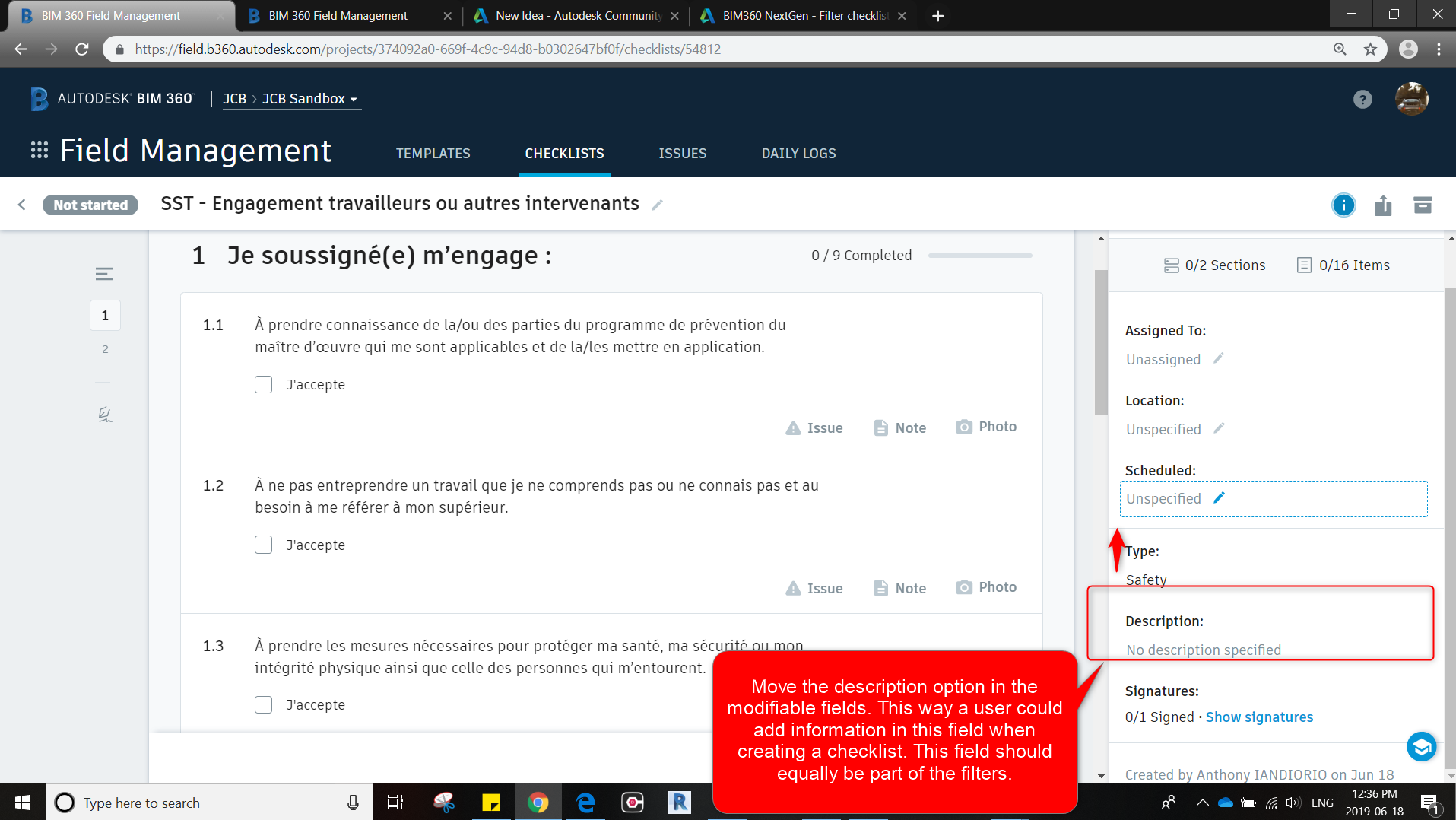 BIM360 NextGen - Filter checklist - Autodesk Community