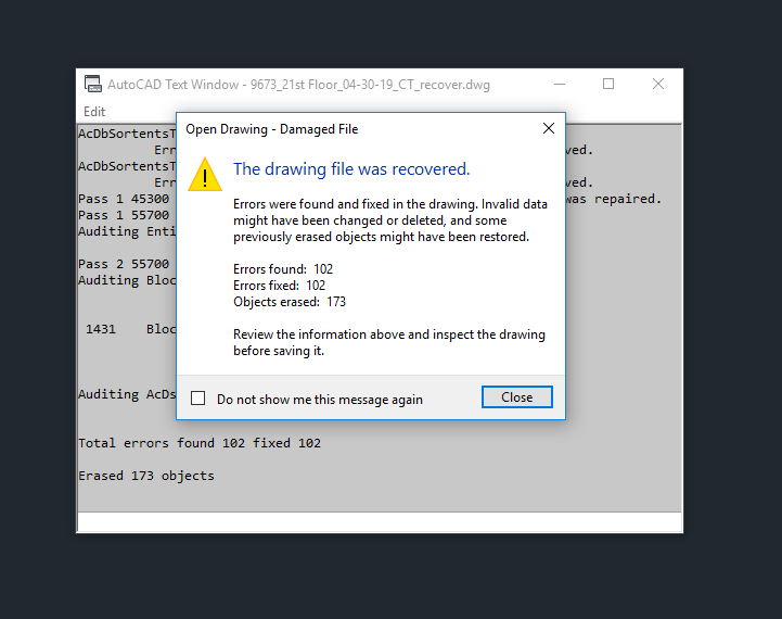 Solved: When Opening a File Autocad requires a recovery and deletes all ...