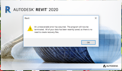 Error Upon Launch Unrecoverable Error Revit 2020 Autodesk Community 