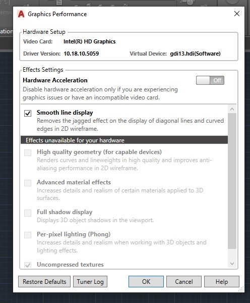 Hardware acceleration won't turn on - Autodesk Community