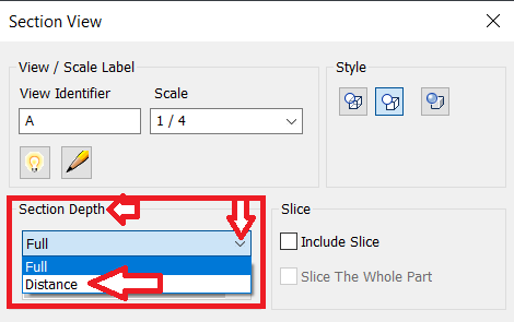 Solved: Drawing: Place Cross Section view - With limited depth ...
