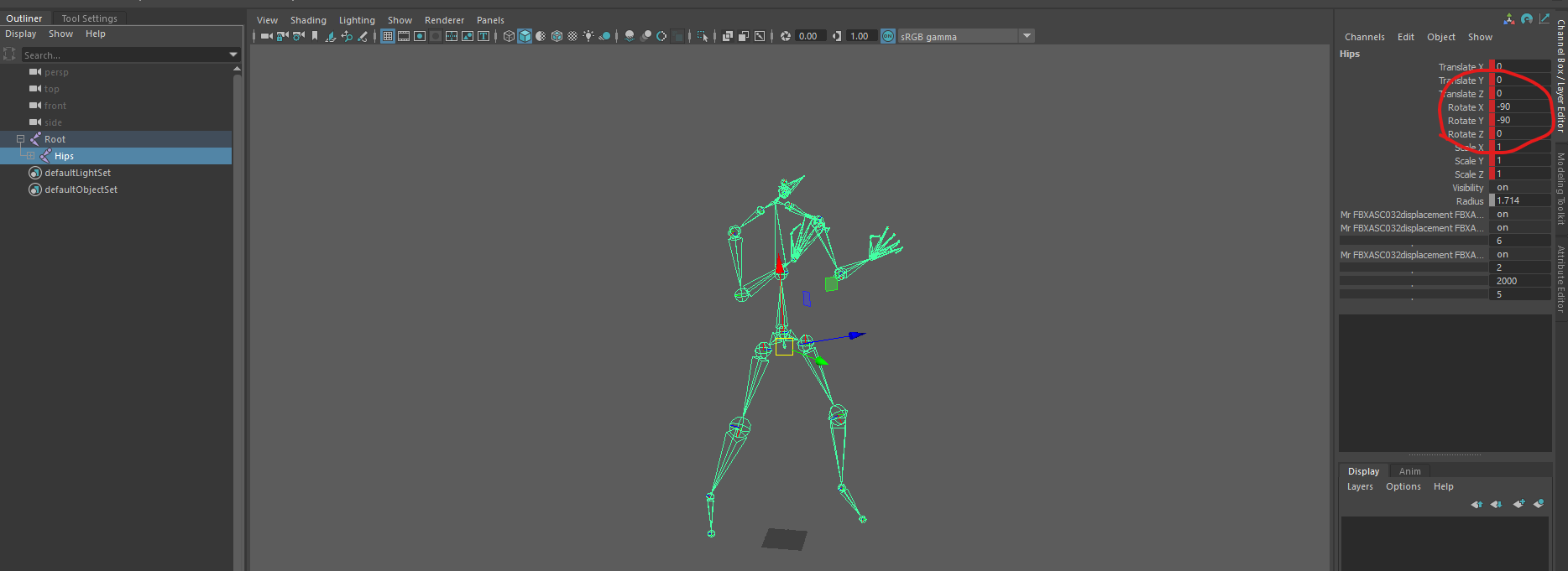 Animation has all the hip transformations in root bone + different ...