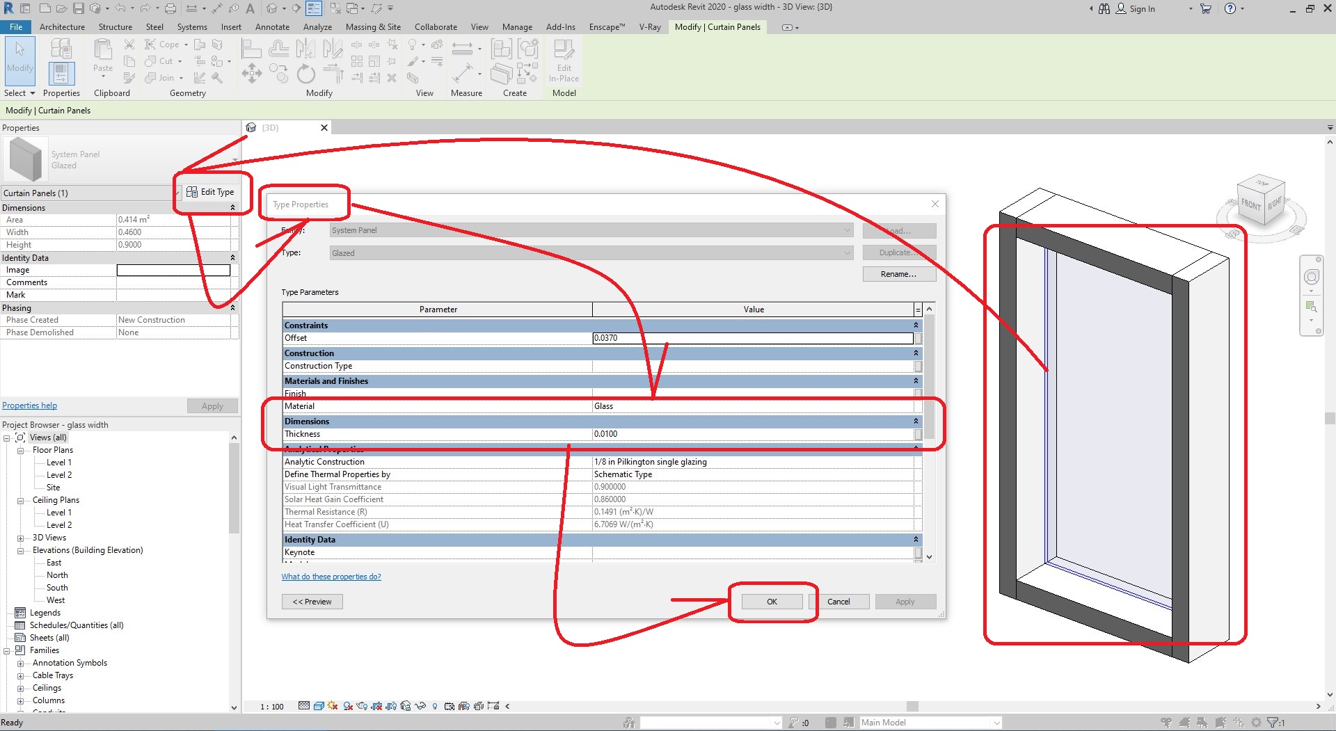 Solved Curtain Wall Glass Thickness Autodesk Community Revit Products