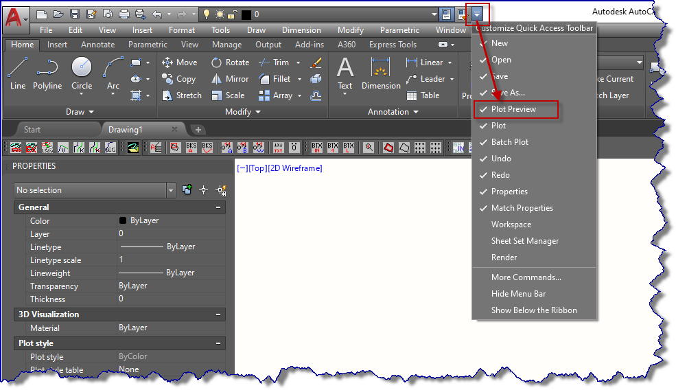 autocad 2017- plot preview button - Autodesk Community