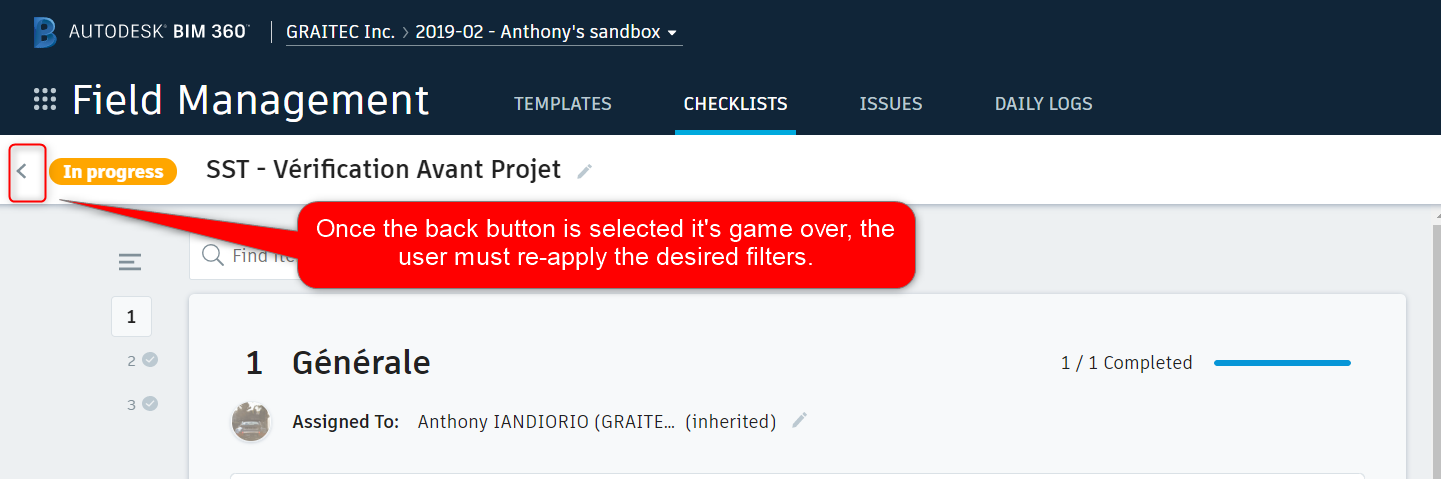 BIM360 NextGen - Filter checklist - Autodesk Community