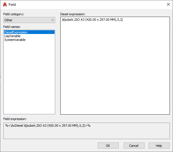 Updating Diesel Expression located in Fields - Autodesk Community