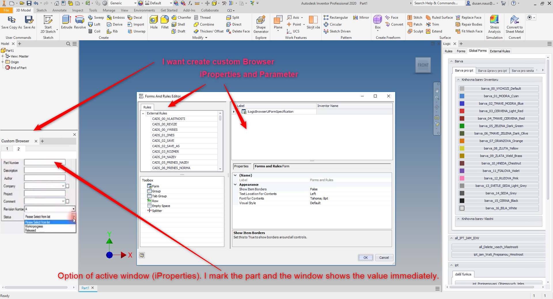 iLogic Custom Browser and activ value after marking - Autodesk Community