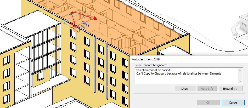 Cannot copy element because of the "Relationship between elements ...