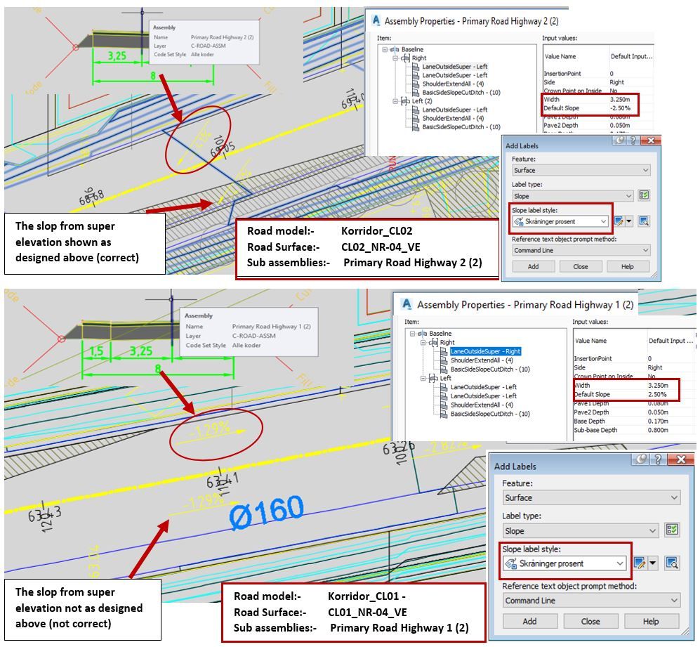 Solved: Civil-3D Road modeling in 2018 C3D (superelevation/slope arrows ...