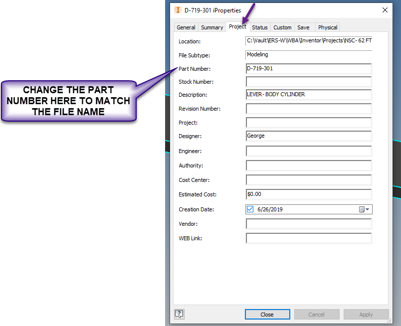 Inventor does not show part name untill reload partfile - Autodesk ...