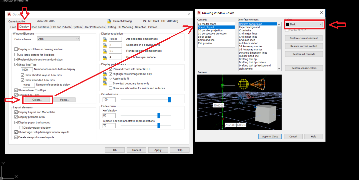 paper space and model space color - Autodesk Community