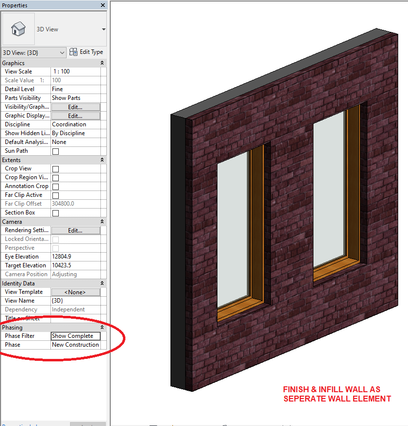 Phasing - Show existing walls and holes for demo windows in new constr ...