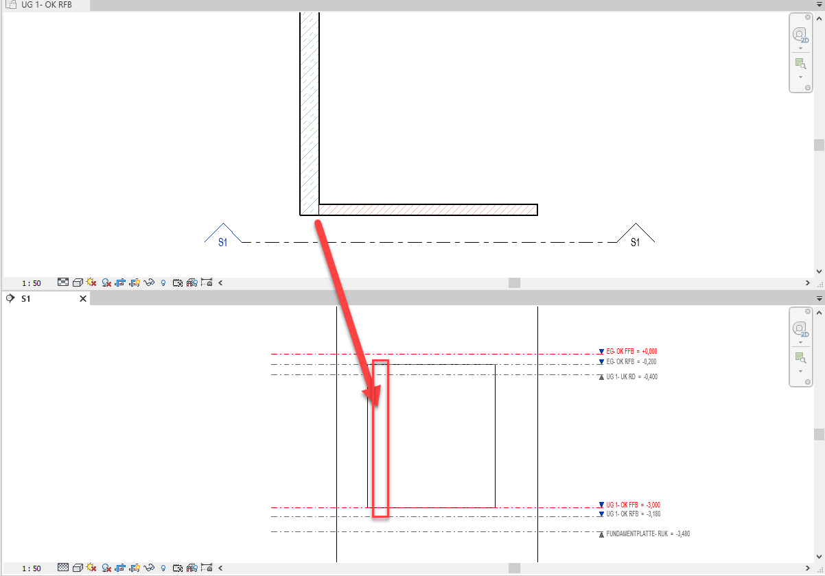 Dividing line of elements not available in section views - Autodesk ...