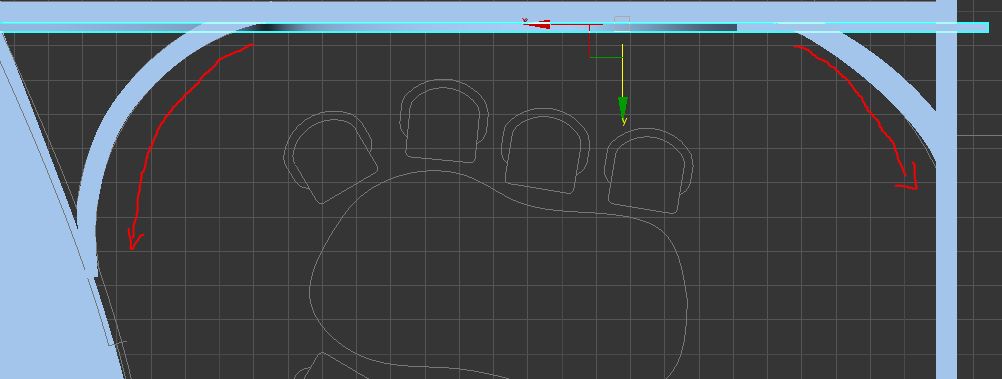 How do I make this highlighted object to curve with the curved wall ...