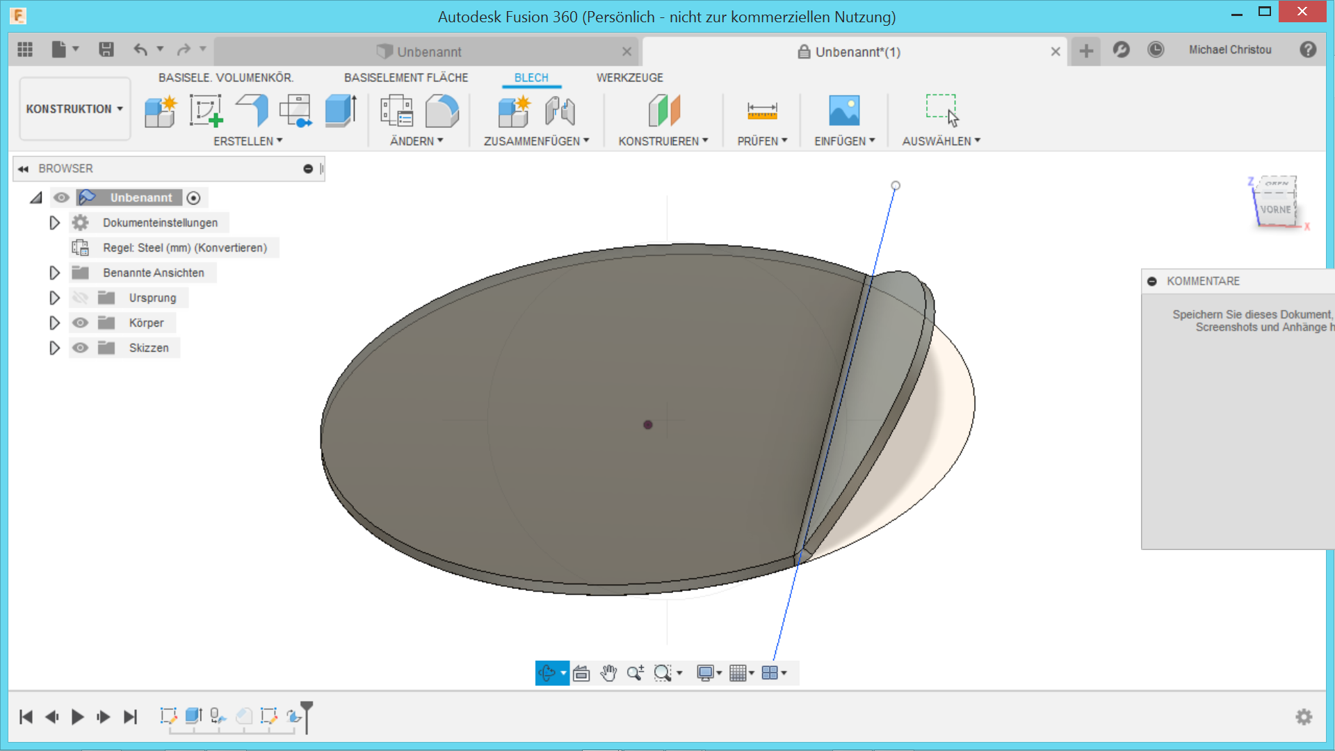 Wie eine Scheibe in Fusion 360 biegen? - Autodesk Community