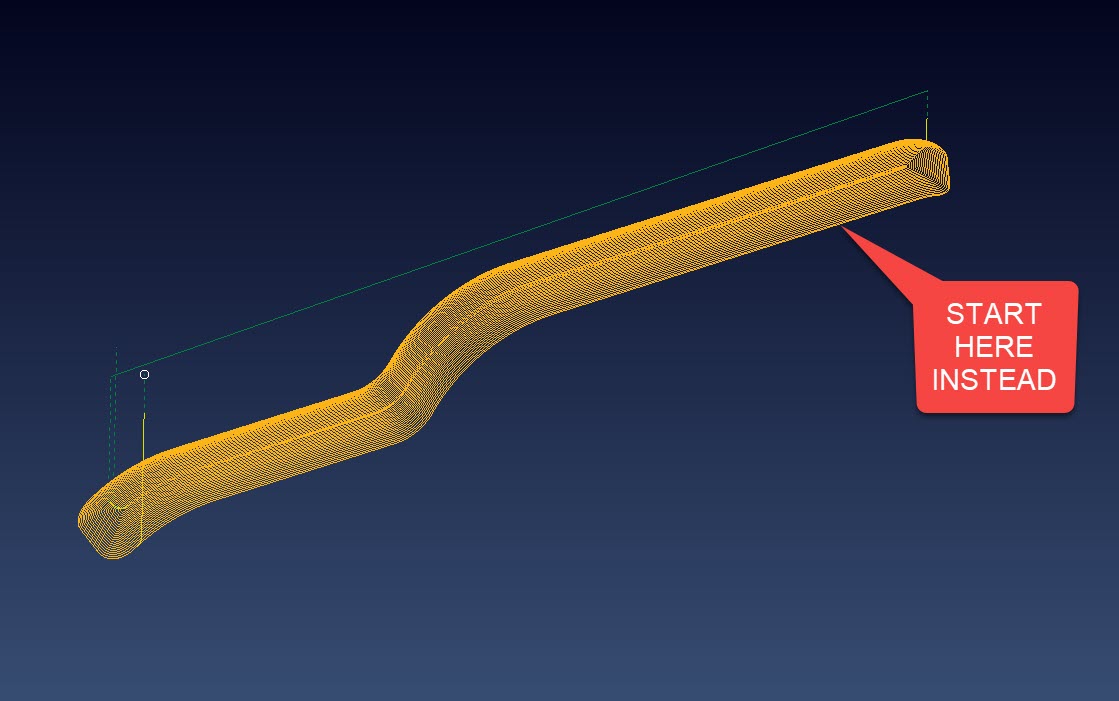 HOW TO MOVE START POINT ON 3D OFFSET TOOLPATH WITH SPIRAL ON? - Autodesk Community
