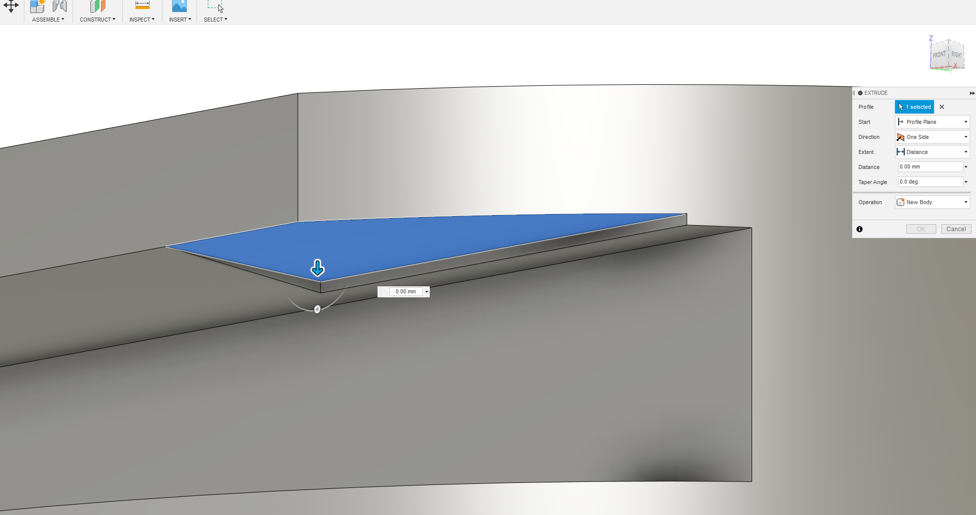 Solved: How to align extrude to existing taper angle? - Autodesk Community